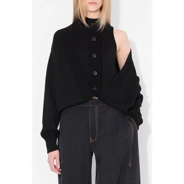 AlaïA Wool-Blend Folded Cardigan In Noir Alaia - 85% Off
